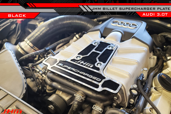 JHM Supercharger Plate - Replaces factory cover - Billet (JHM) BLACK MILLED for B8 S4-S5 Q5-SQ5 ...